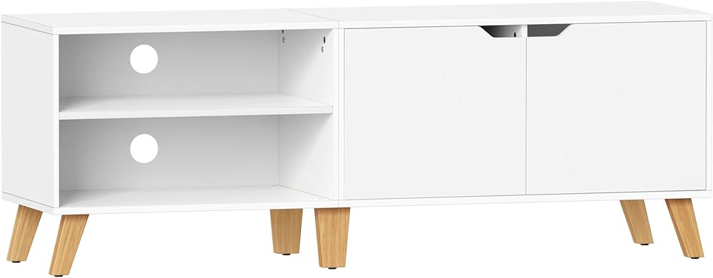 TV-benk med kabinett Retro Passer til TV-er opptil 65 tommer, hvit 140 ...